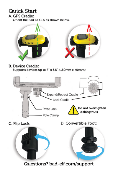 Pole Mount Bundle for Pro/Pro+/GNSS Surveyor GPS Receivers – Bad Elf